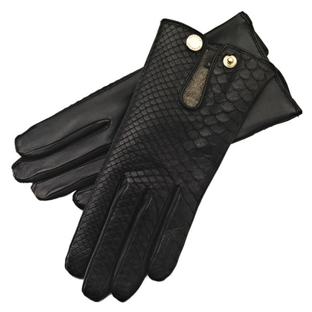 Audrey Python Noir Leather Gloves – Glove Gallery