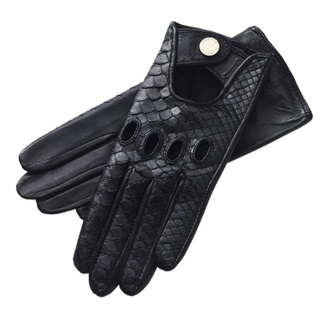 Charlotte Python Noir Leather Driving Gloves – Glove Gallery